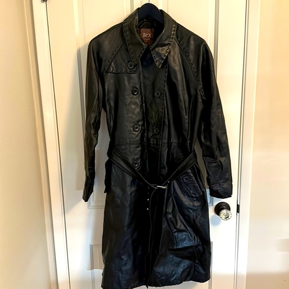 Vintage | Jackets & Coats | Vintage Leather Trench Tex By Max Azria ...